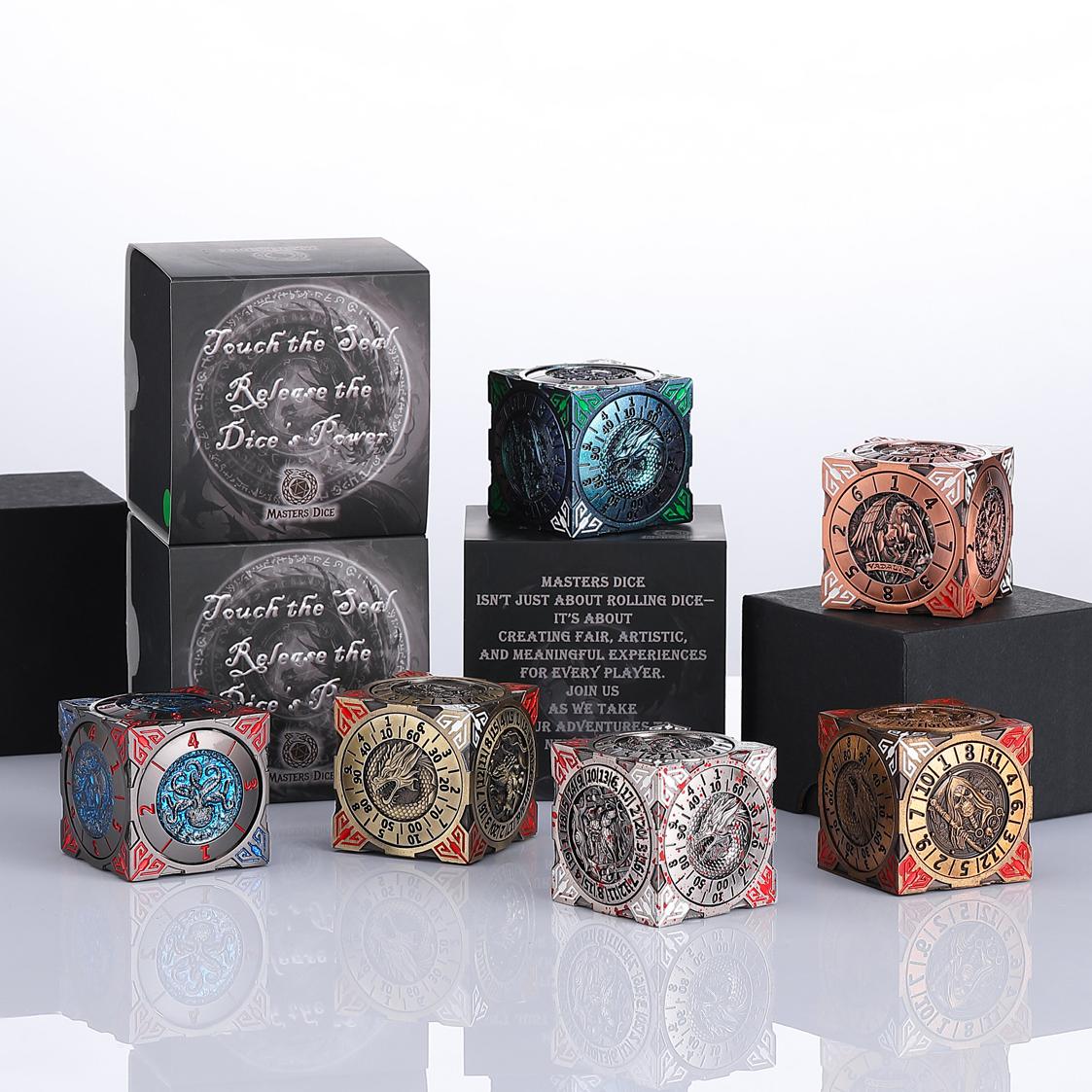 MastersDice Dragon Dual-Spin 7-in-1 DND Metal Dice – Masters Dice